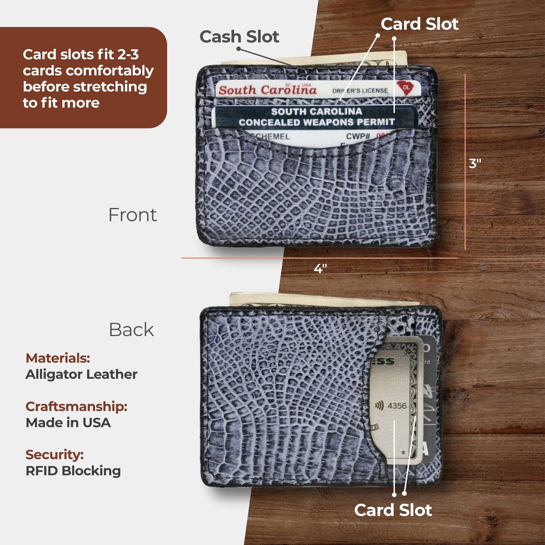 Alligator Skin Card Holder Wallet – Southern Trapper